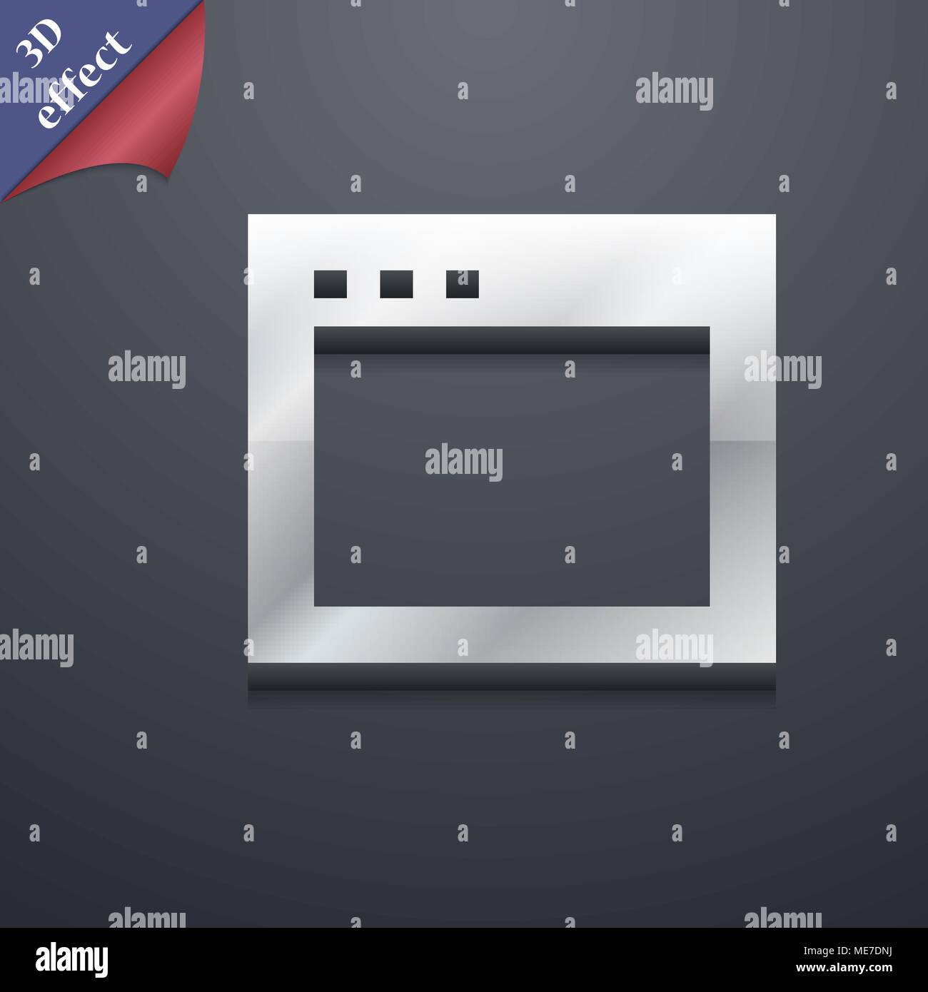 Simple Browser window icon symbol. 3D style. Trendy, modern design with ...
