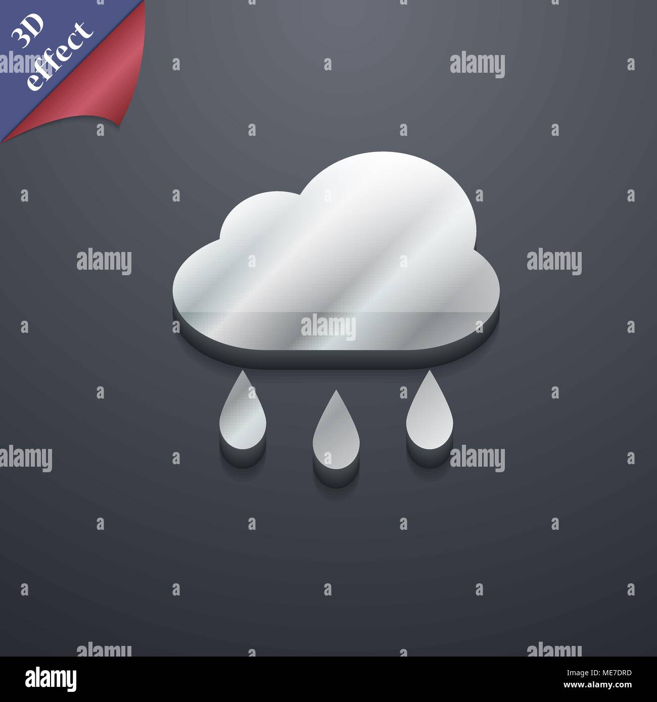 Weather Rain icon symbol. 3D style. Trendy, modern design with space ...