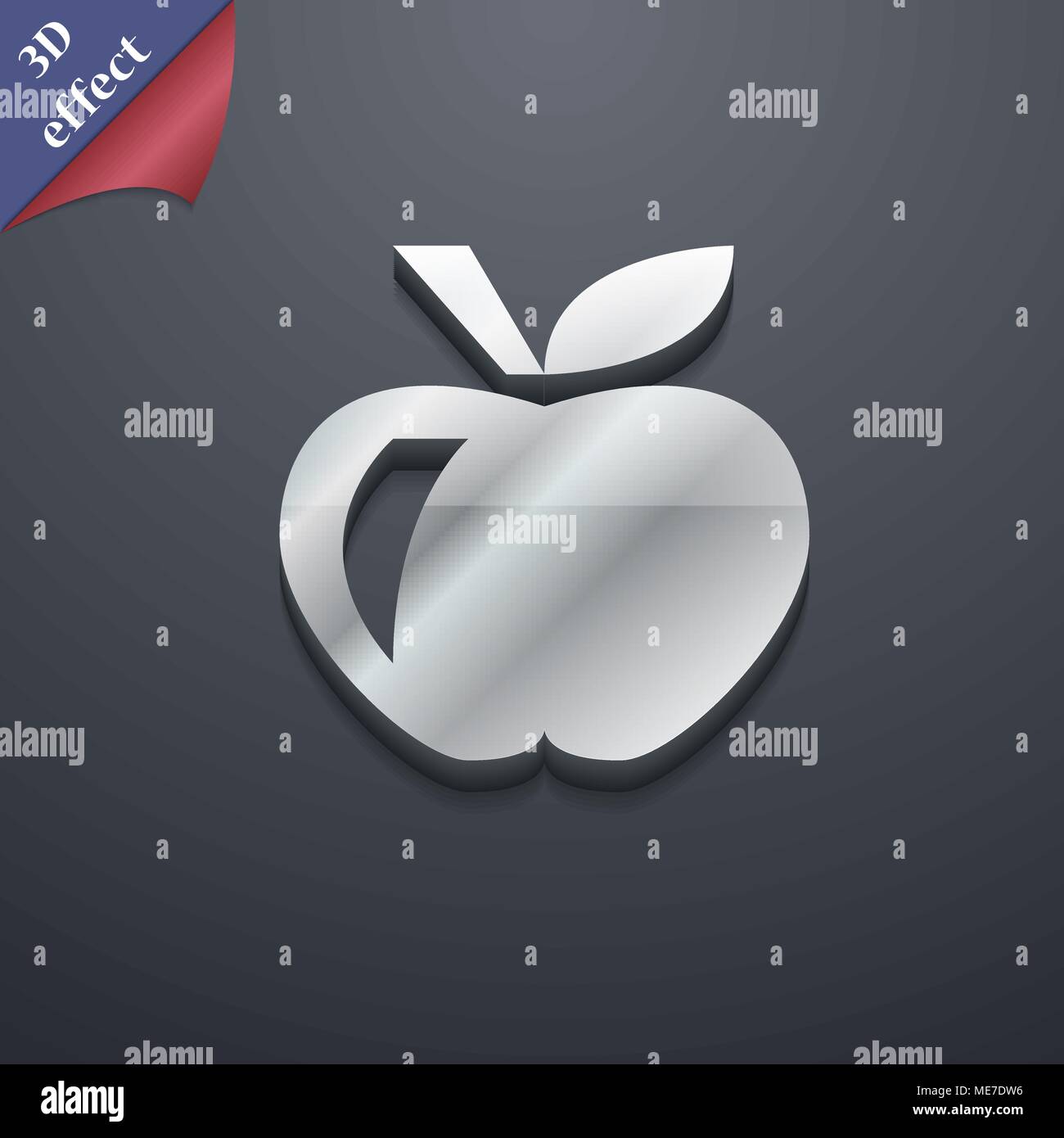 Apple icon symbol. 3D style. Trendy, modern design with space for your ...