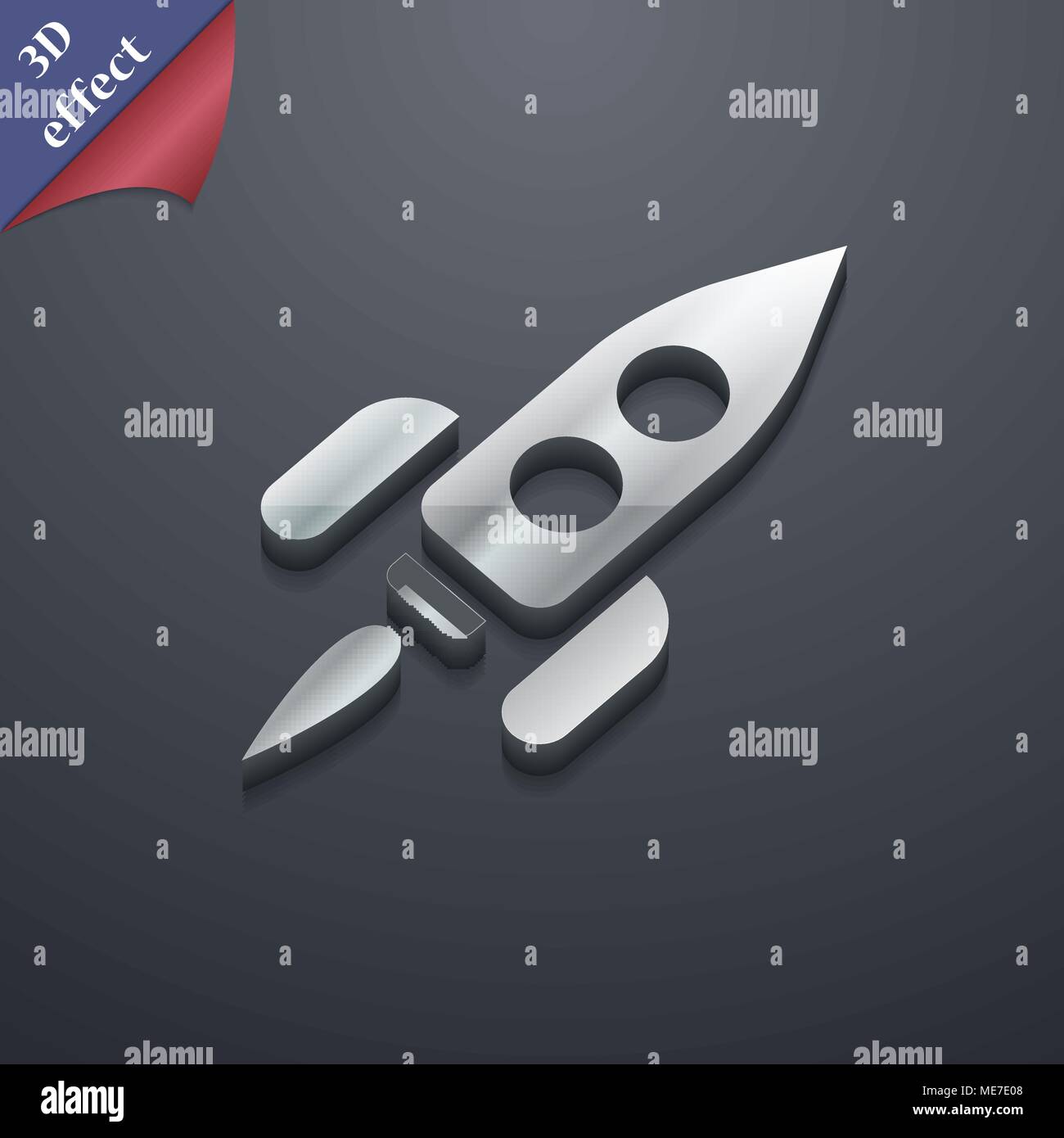 Rocket icon symbol. 3D style. Trendy, modern design with space for your ...