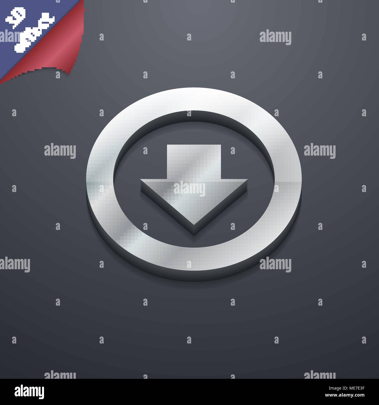Arrow down, Download, Load, Backup icon symbol. 3D style. Trendy ...