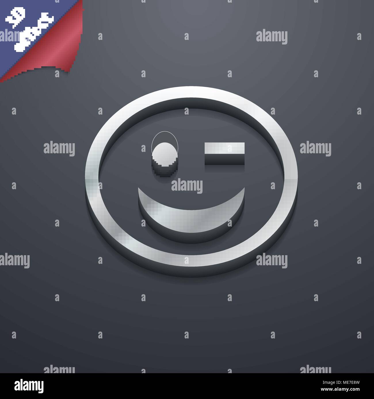 Winking Face icon symbol. 3D style. Trendy, modern design with space ...
