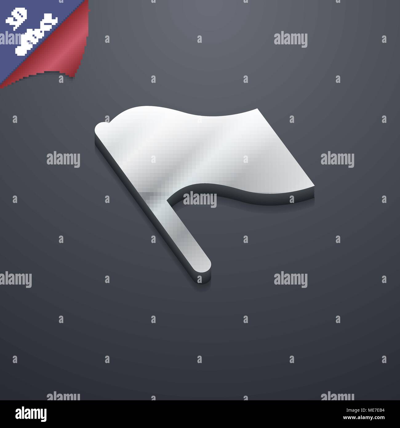 Finish, start flag icon symbol. 3D style. Trendy, modern design with ...