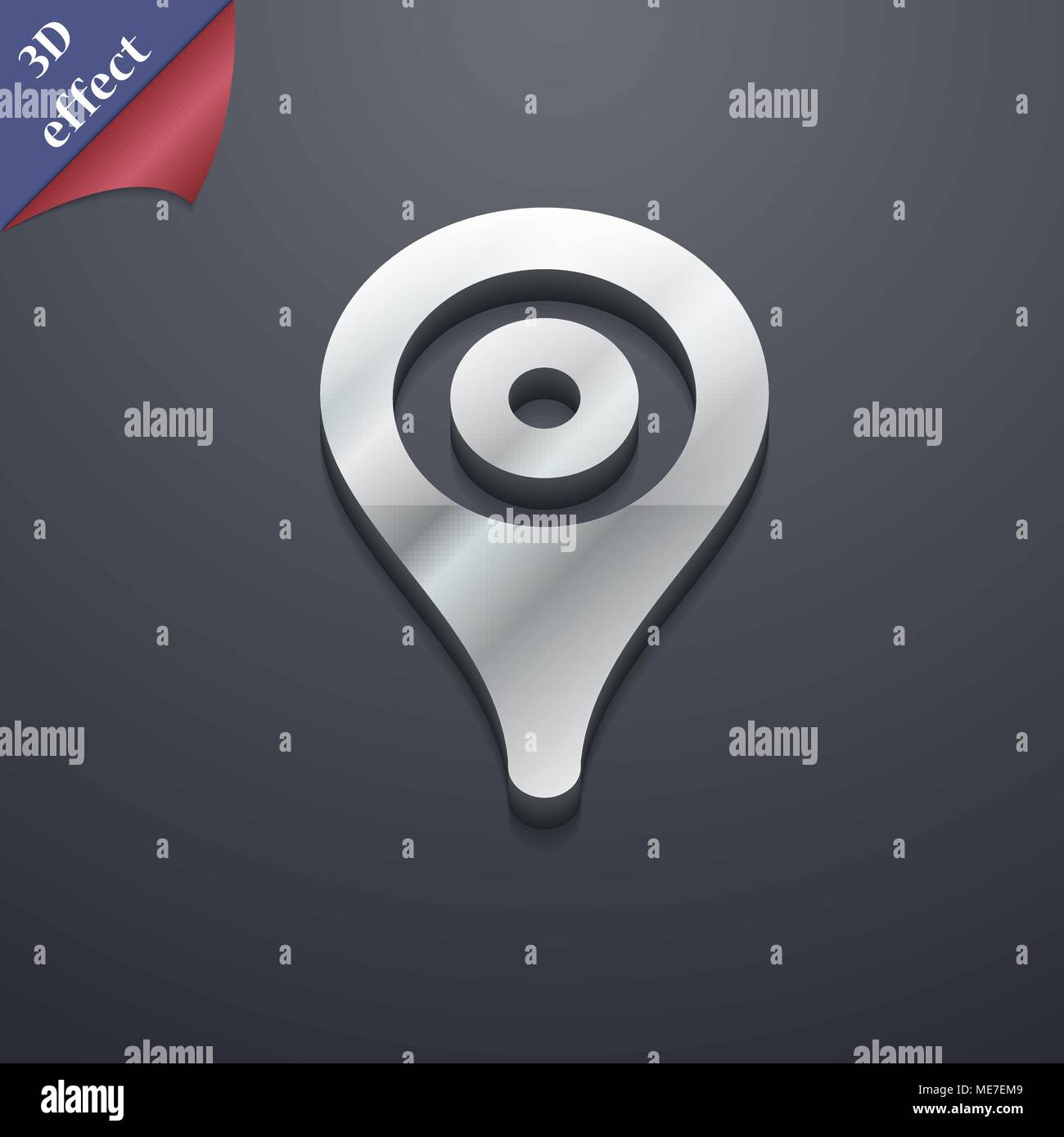 Map pointer, GPS location icon symbol. 3D style. Trendy, modern design with space for your text ...
