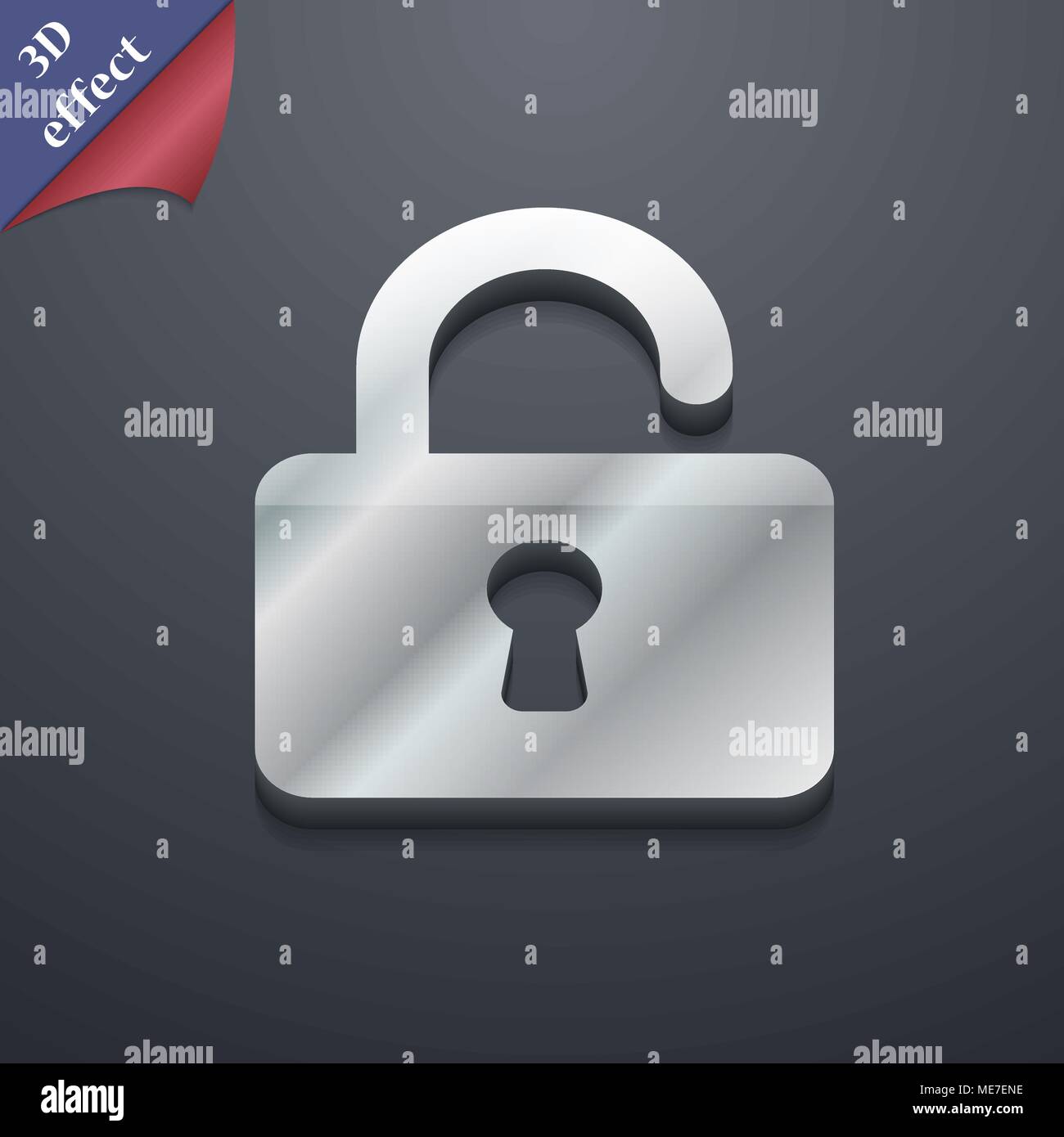Open Padlock icon symbol. 3D style. Trendy, modern design with space ...