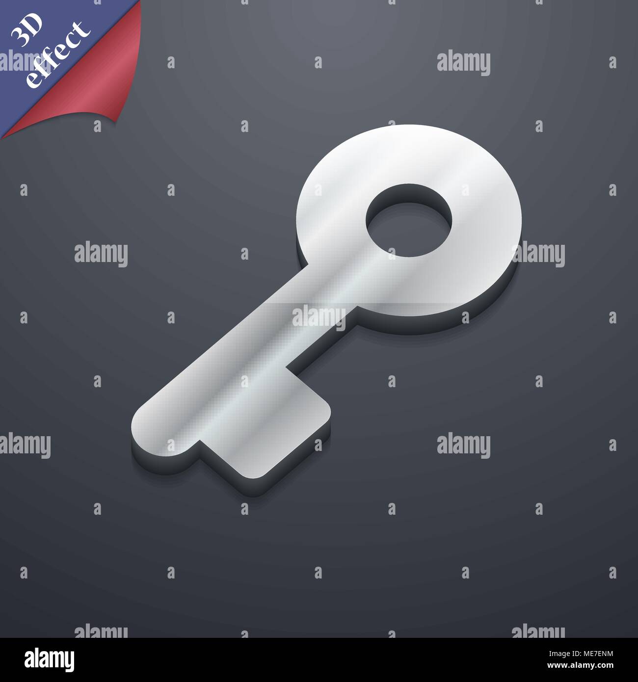 Key icon symbol. 3D style. Trendy, modern design with space for your ...
