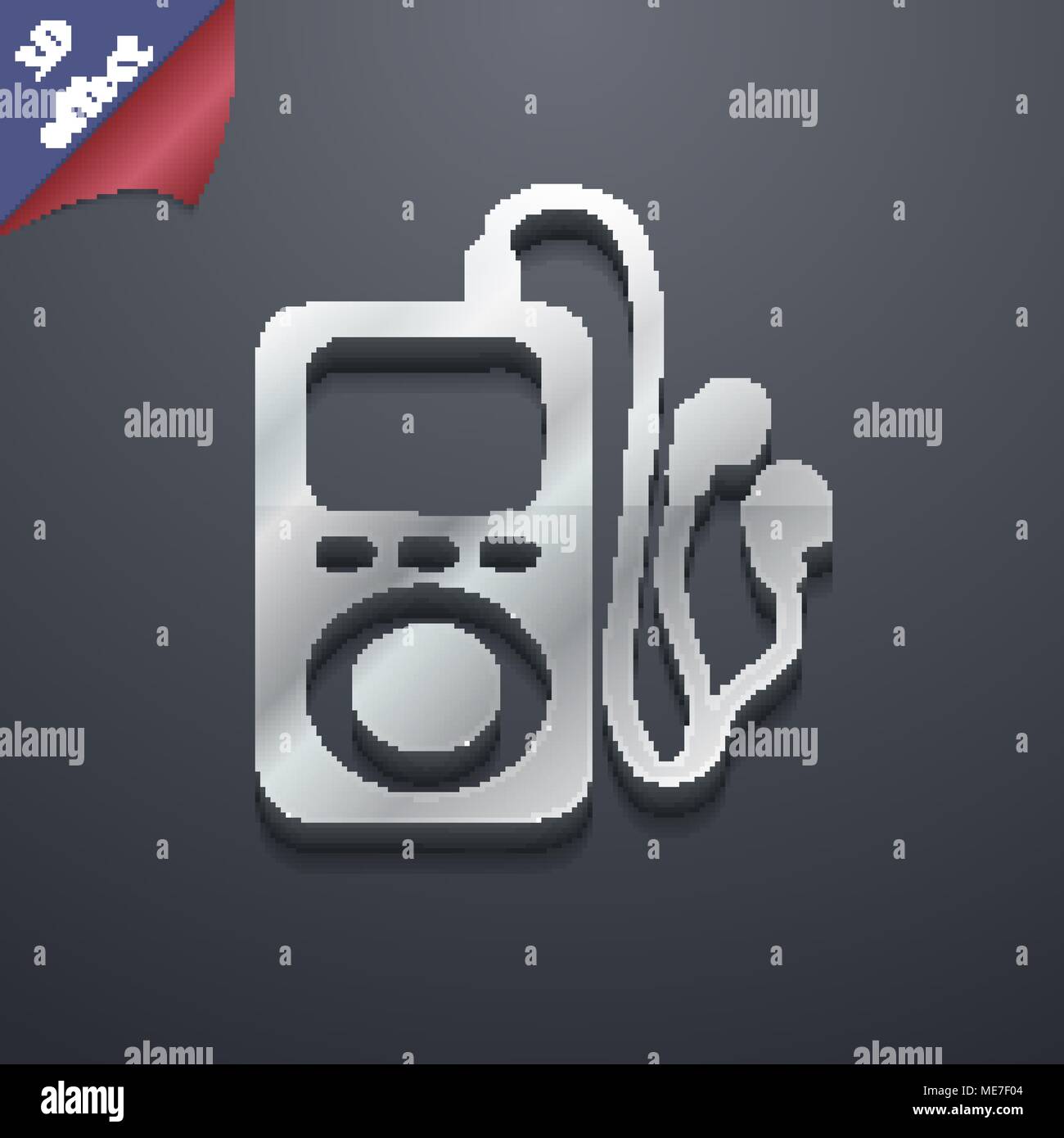 MP3 player, headphones, music icon symbol. 3D style. Trendy, modern ...
