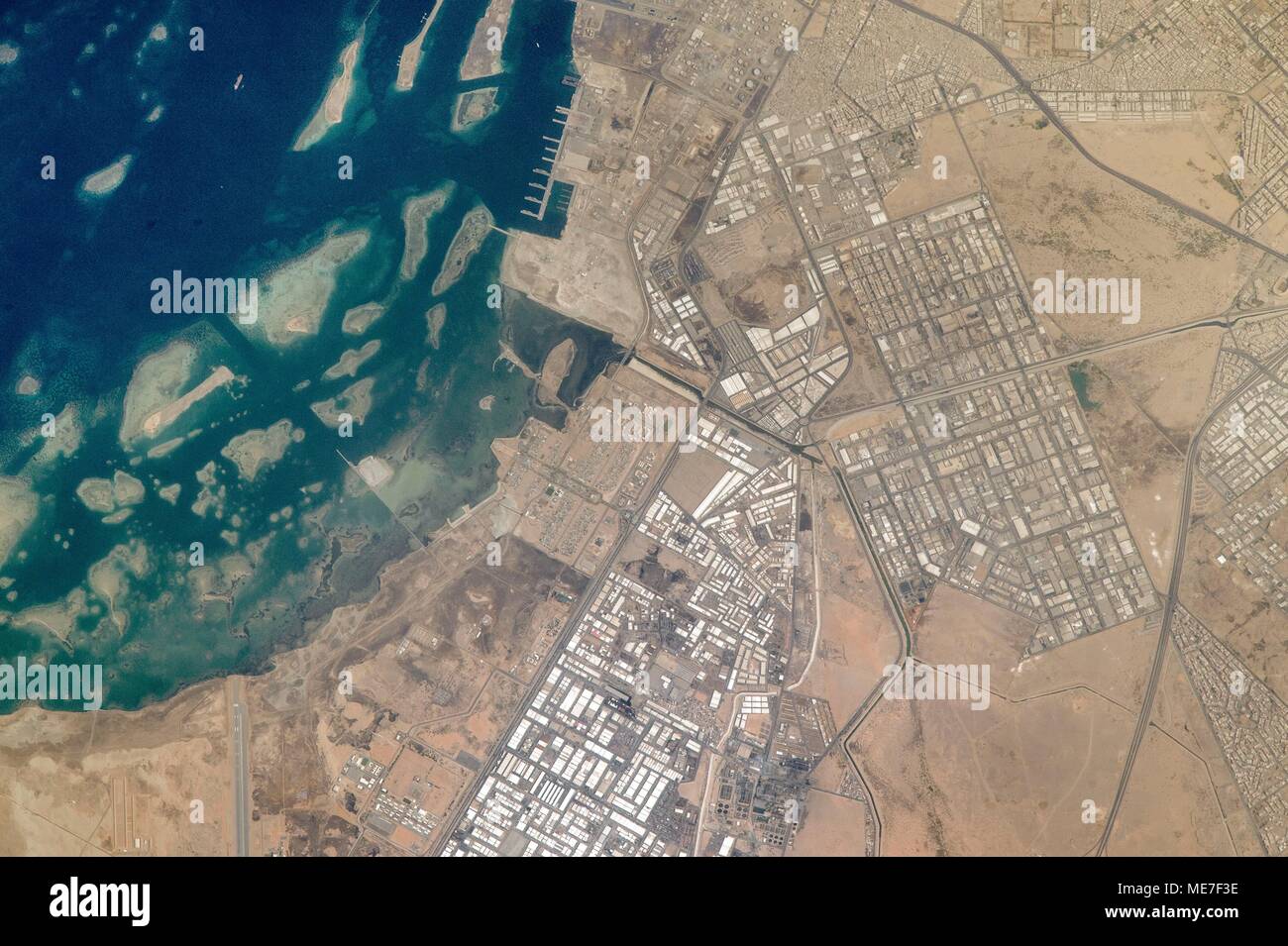 A satellite view of Jeddah, Saudi Arabia as seen from the NASA ...