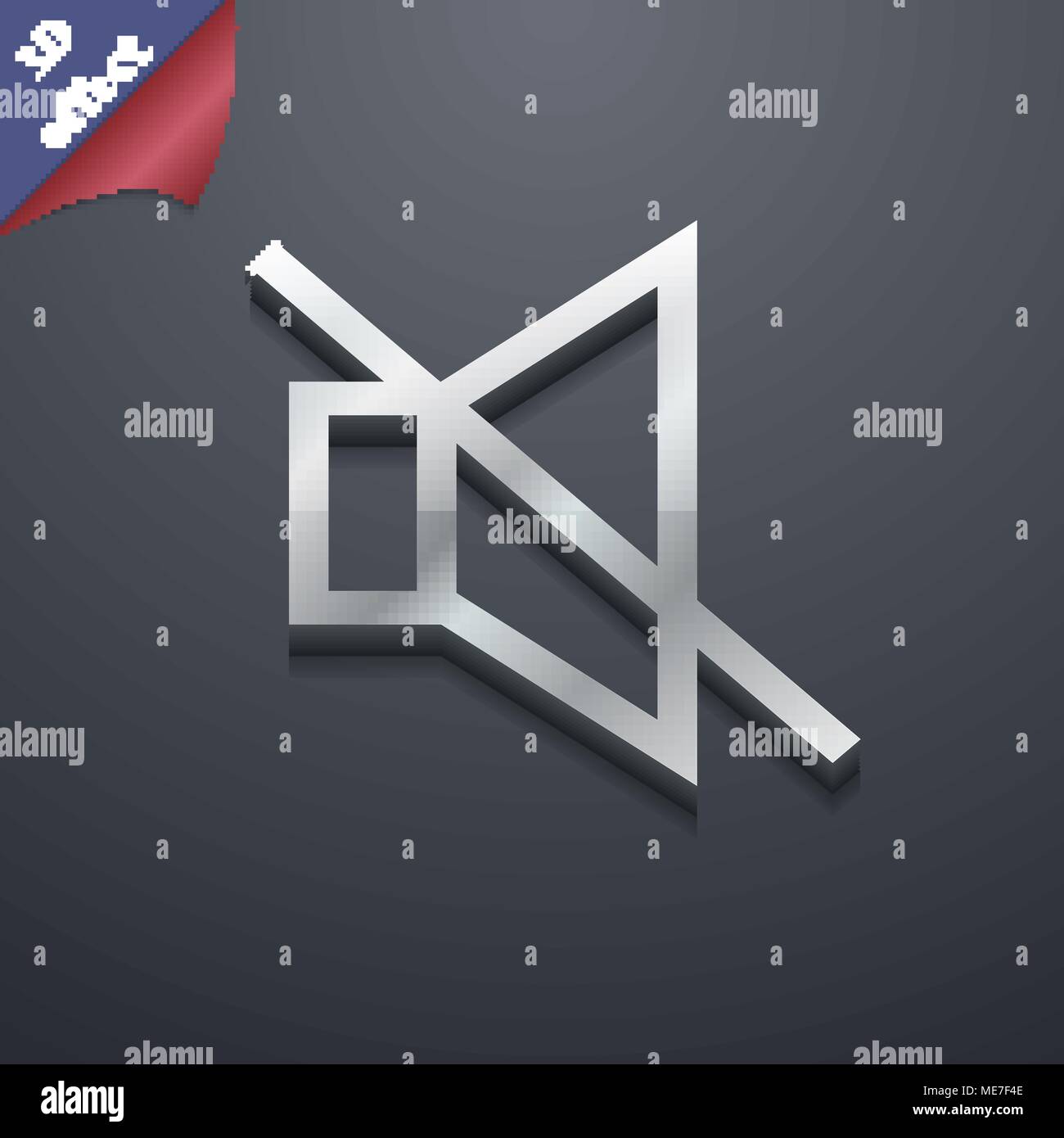 without sound, mute icon symbol. 3D style. Trendy, modern design with ...
