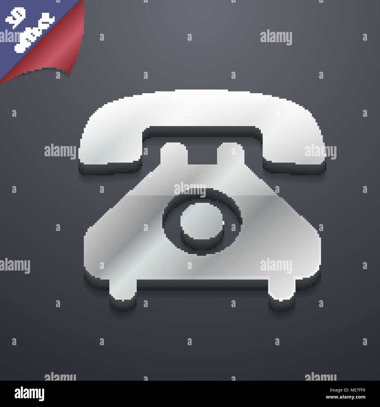 retro telephone handset icon symbol. 3D style. Trendy, modern design ...