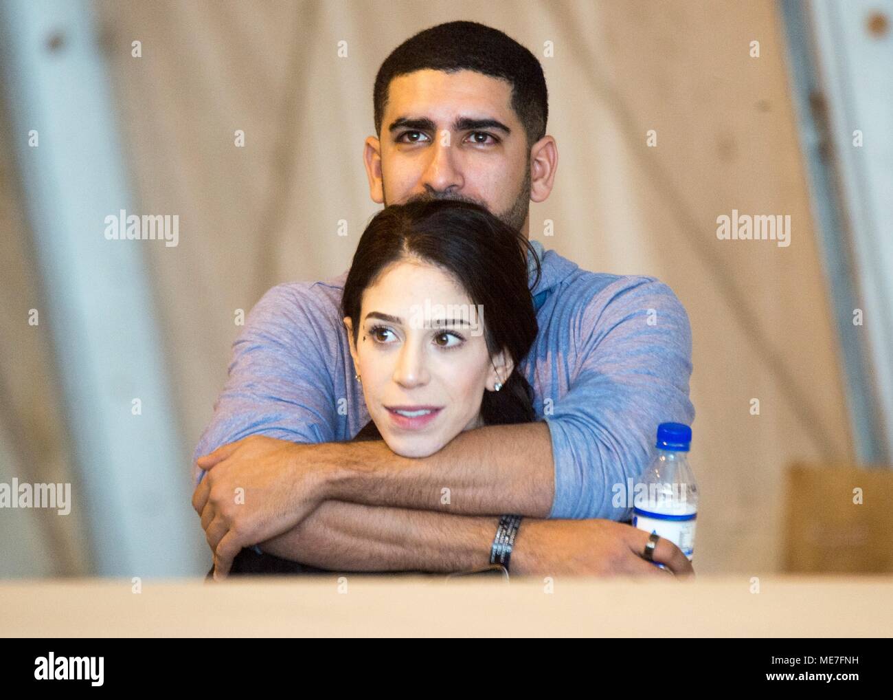 U.S. Army Medal of Honor Recipient Florent Flo Groberg watches the USO ...