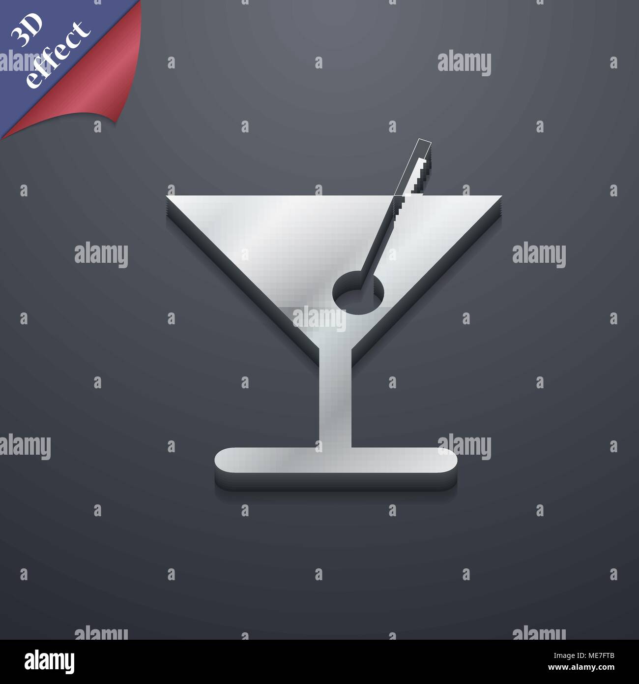 cocktail icon symbol. 3D style. Trendy, modern design with space for ...