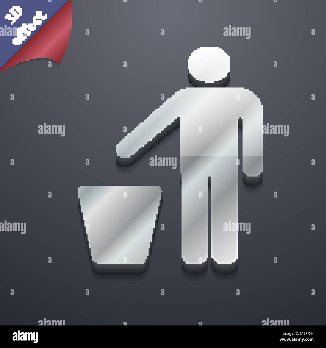 throw away the trash icon symbol. 3D style. Trendy, modern design with ...