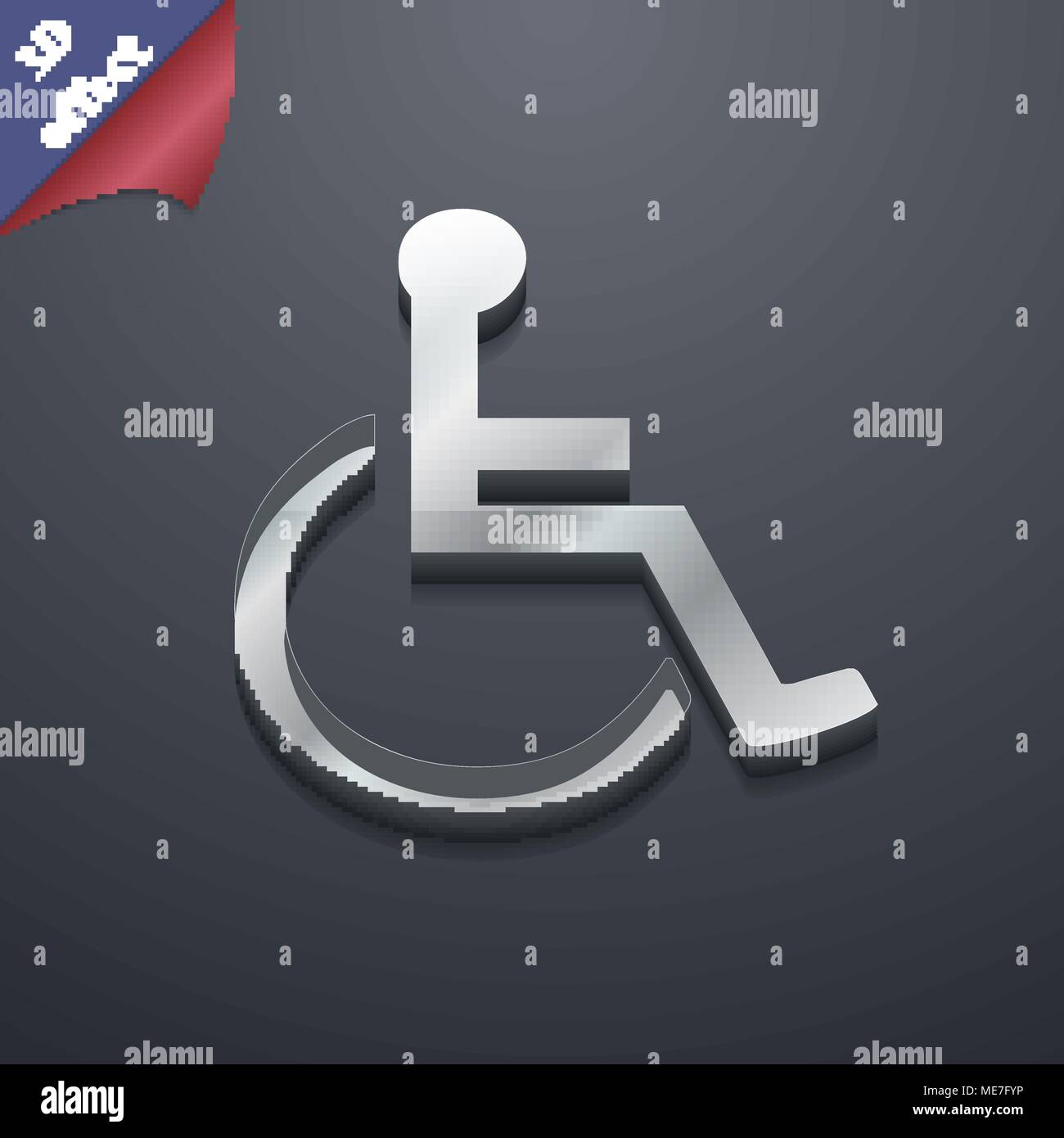 disabled icon symbol. 3D style. Trendy, modern design with space for ...