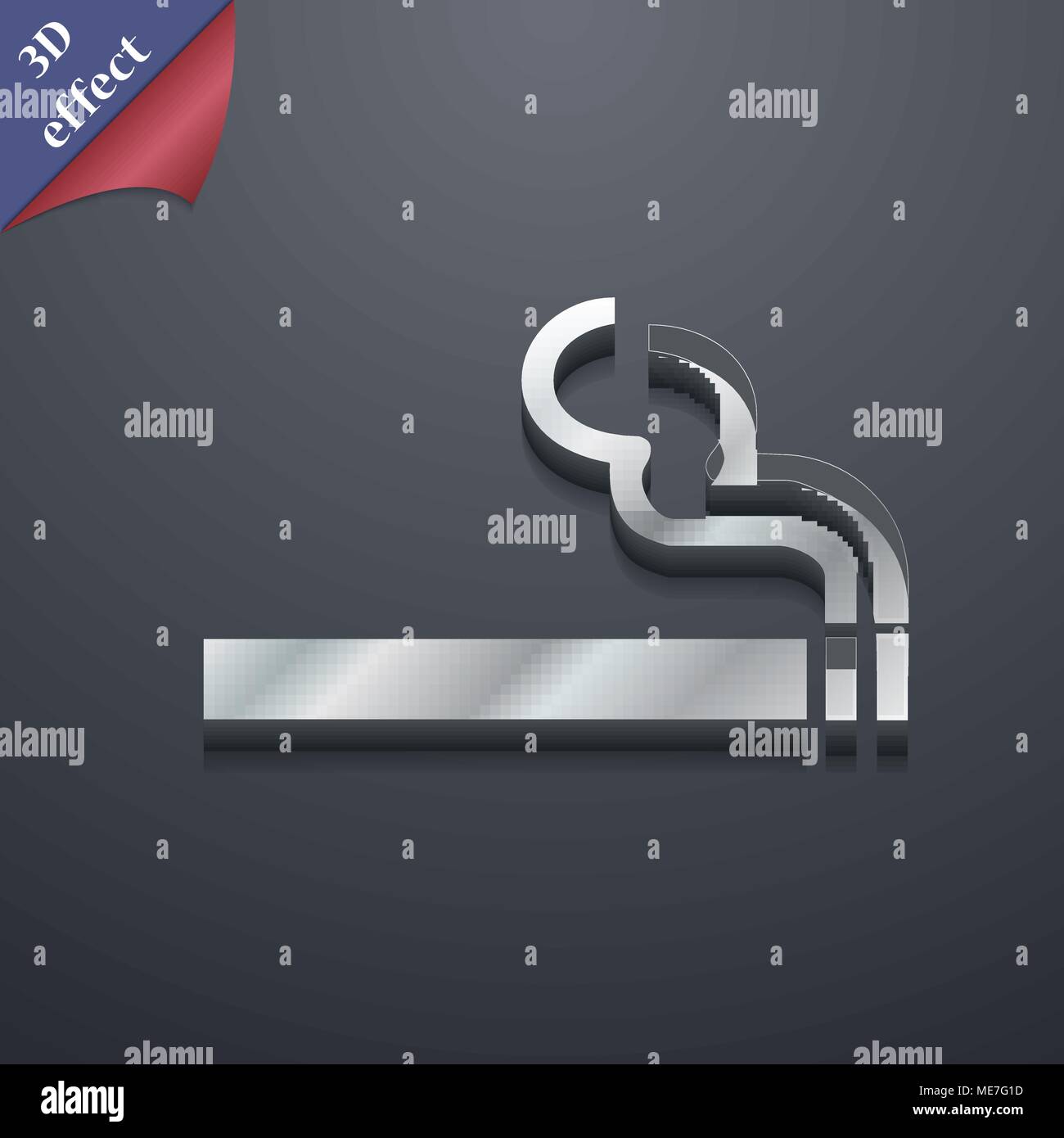 cigarette smoke icon symbol. 3D style. Trendy, modern design with space ...