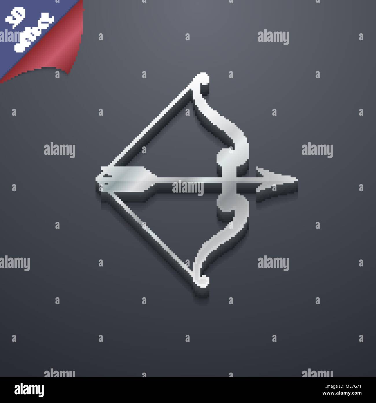 bow and arrow icon symbol. 3D style. Trendy, modern design with space ...