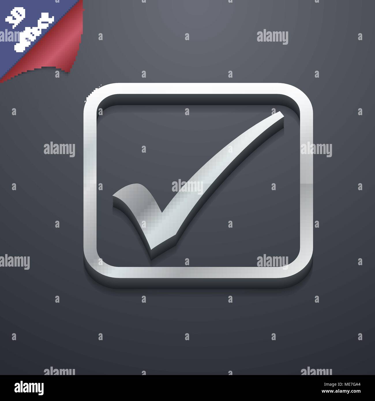 A check mark icon symbol. 3D style. Trendy, modern design with space ...