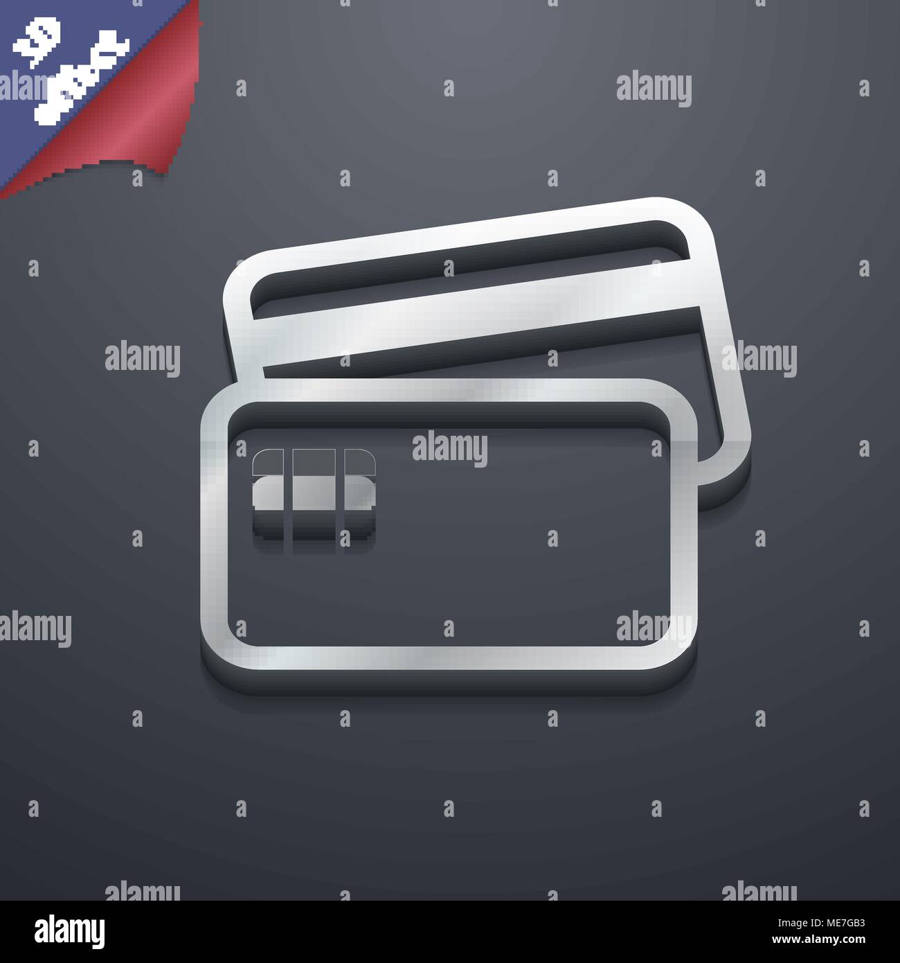 Credit card icon symbol. 3D style. Trendy, modern design with space for ...