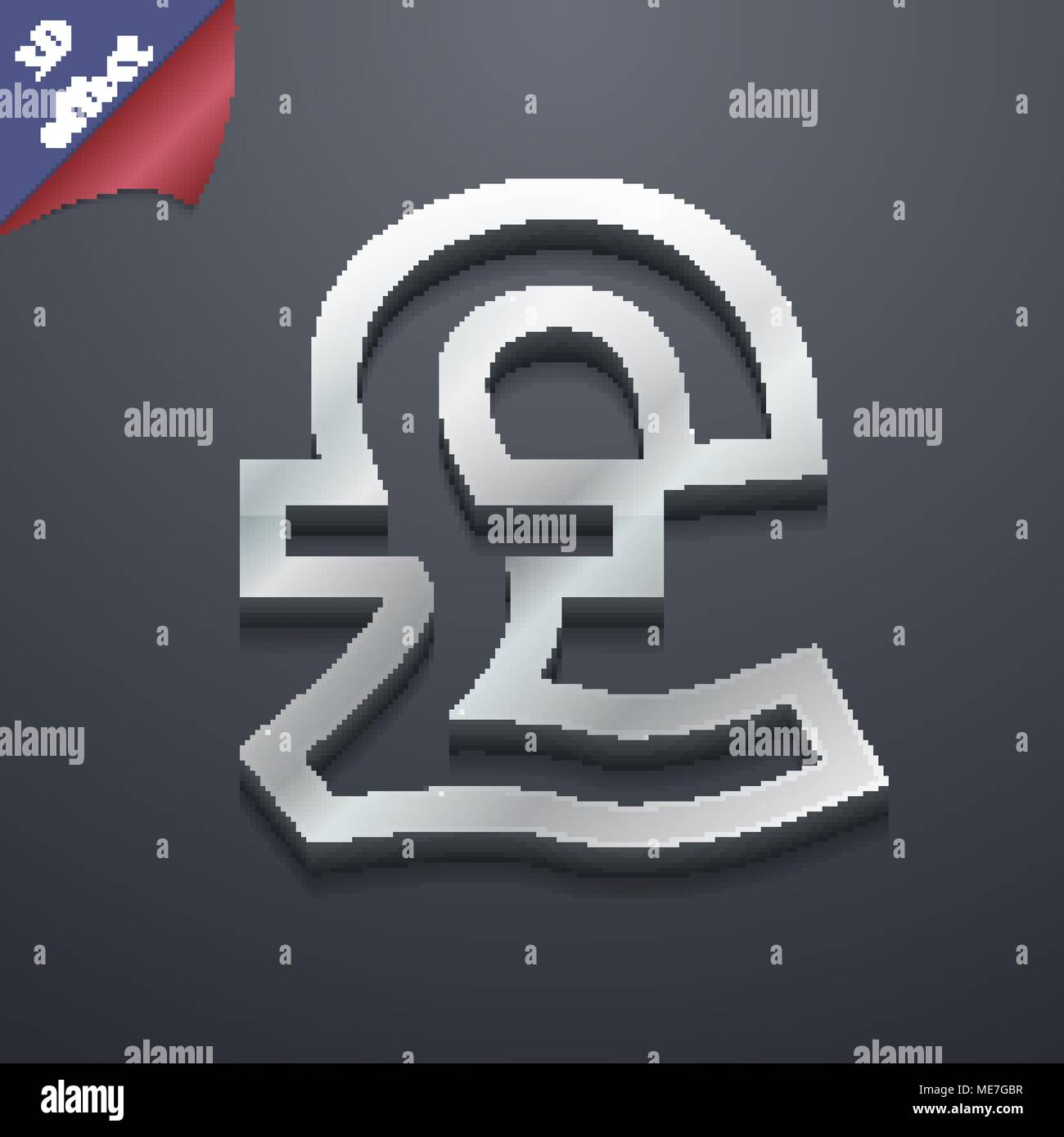 Pound Sterling icon symbol. 3D style. Trendy, modern design with space ...