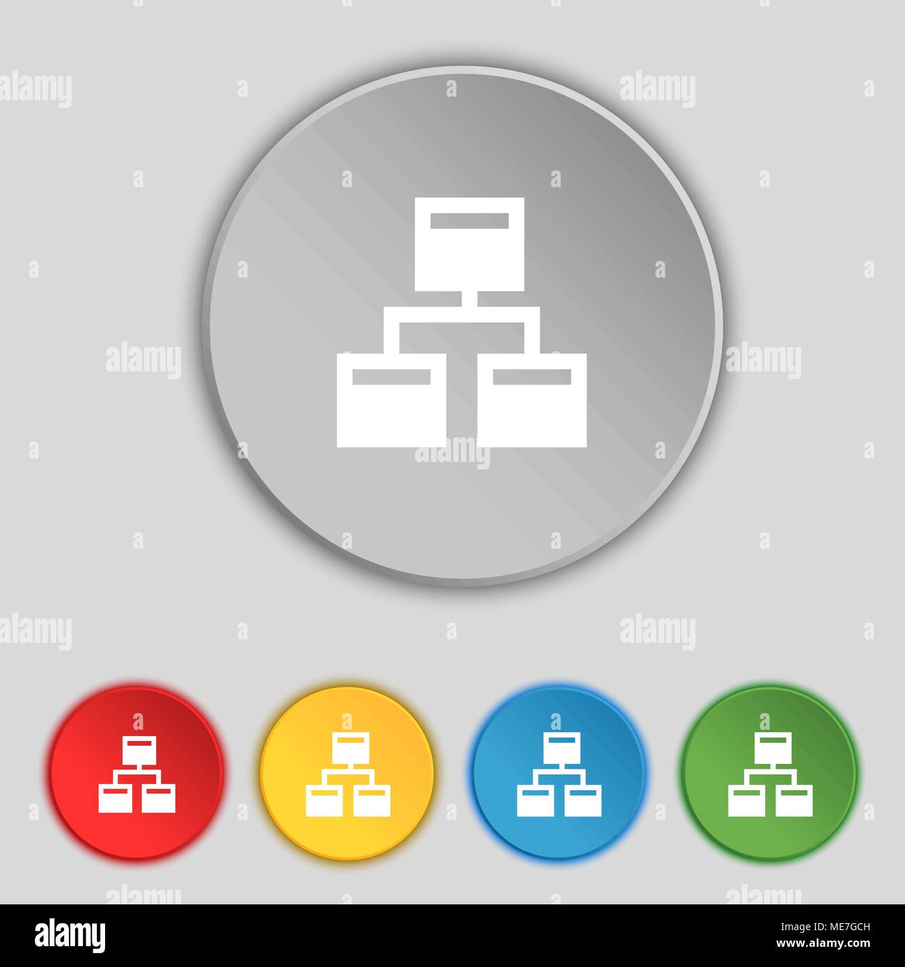 Local Network icon sign. Symbol on five flat buttons. Vector ...
