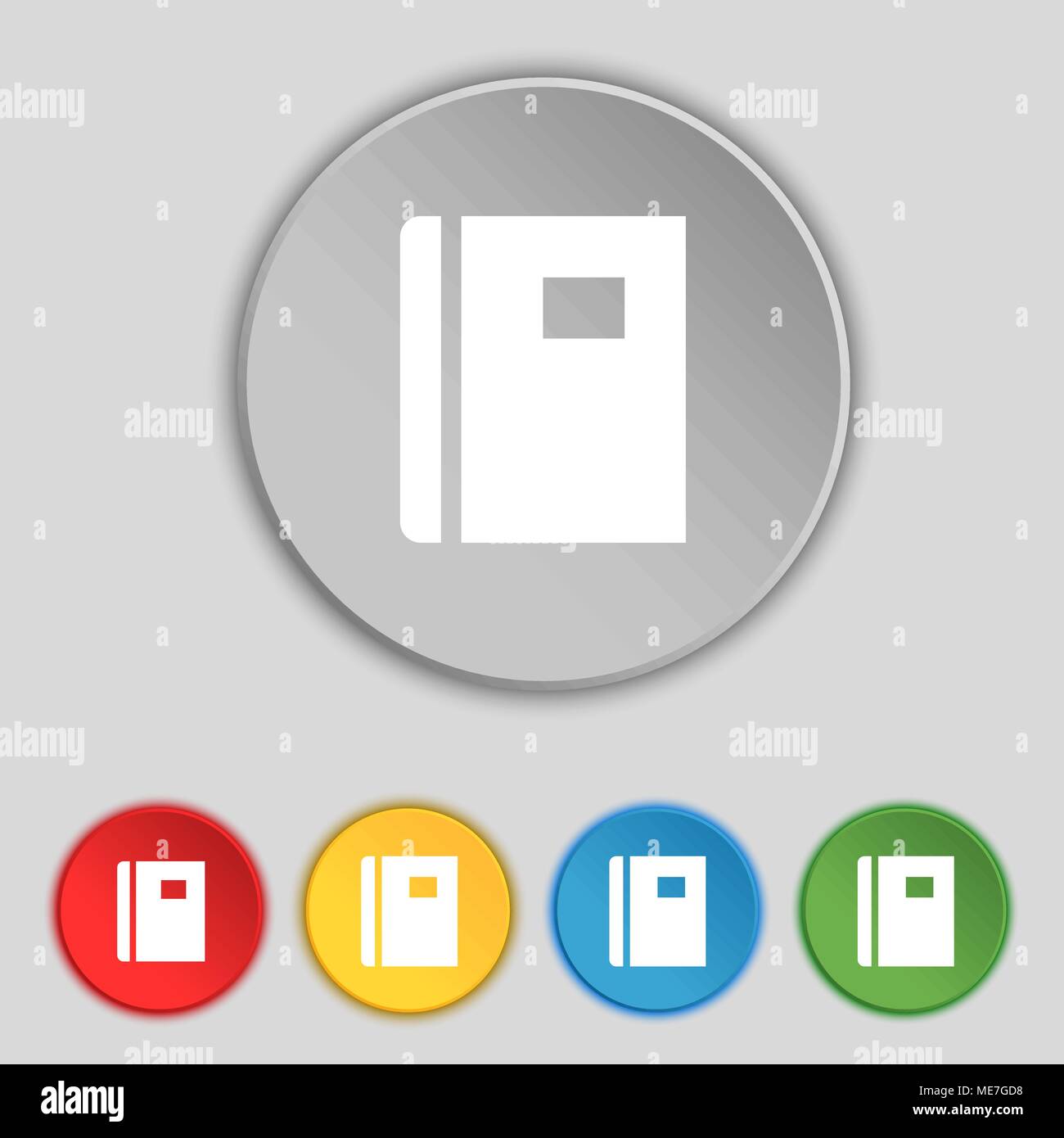 Book icon sign. Symbol on five flat buttons. Vector illustration Stock ...