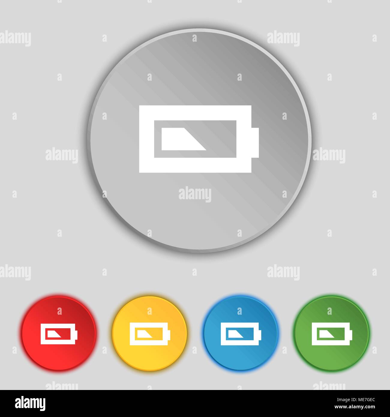 Battery half level icon sign. Symbol on five flat buttons. Vector ...
