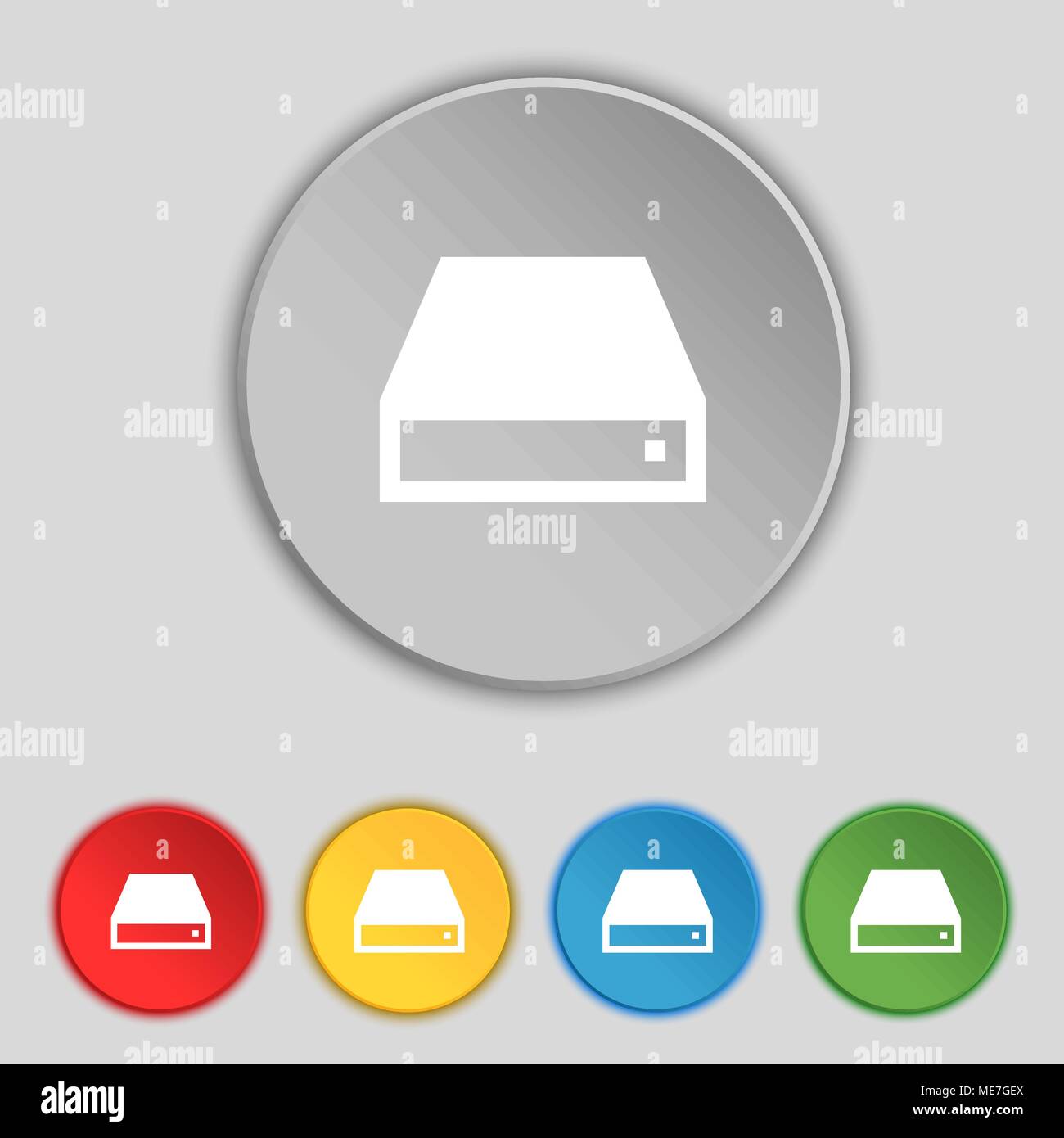 CD-ROM icon sign. Symbol on five flat buttons. Vector illustration ...