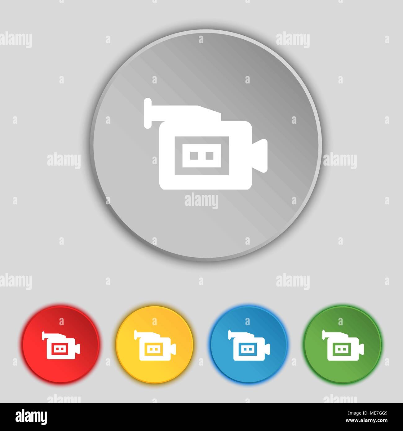 video camera icon sign. Symbol on five flat buttons. Vector ...
