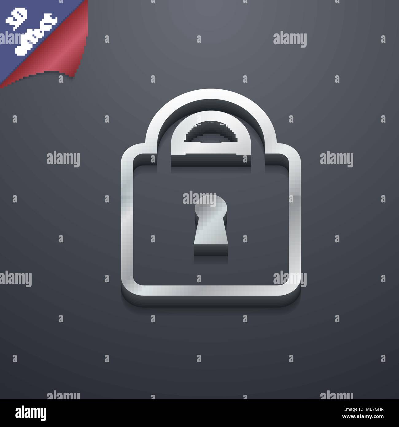 Lock icon symbol. 3D style. Trendy, modern design with space for your ...