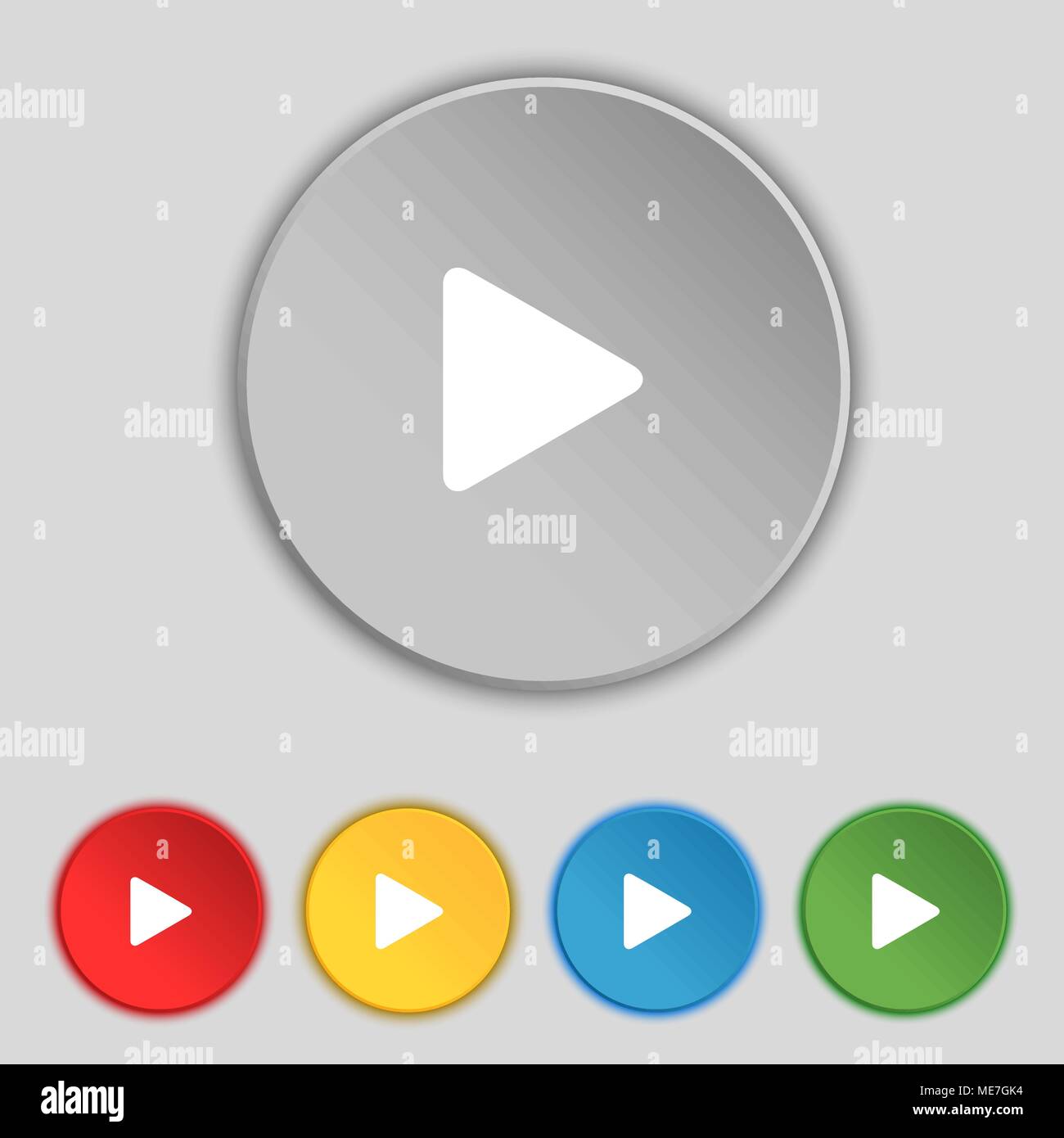 play icon sign. Symbol on five flat buttons. Vector illustration Stock ...