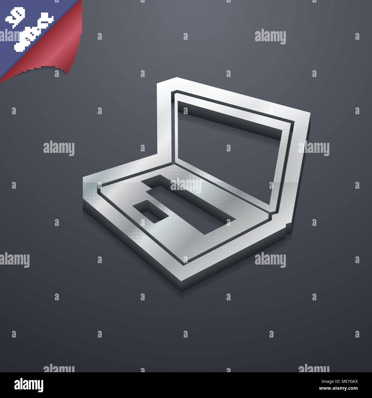 Laptop icon symbol. 3D style. Trendy, modern design with space for your ...