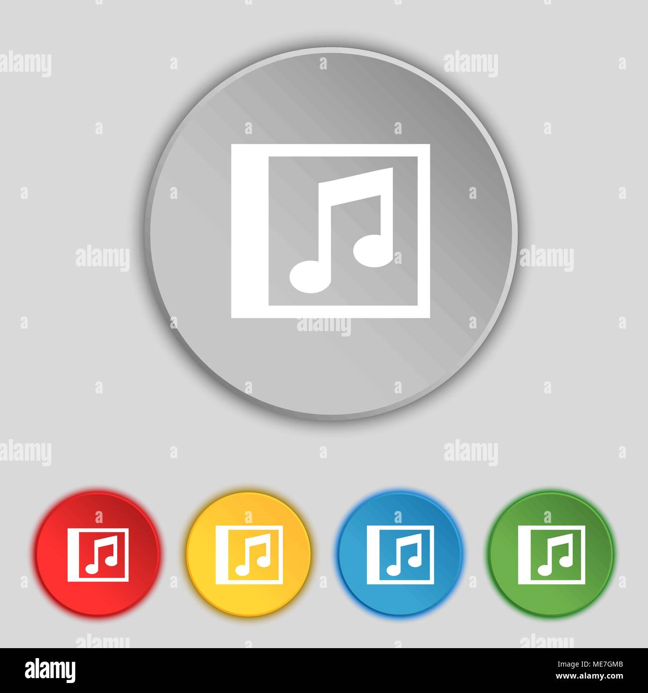 Audio, MP3 file icon sign. Symbol on five flat buttons. Vector ...