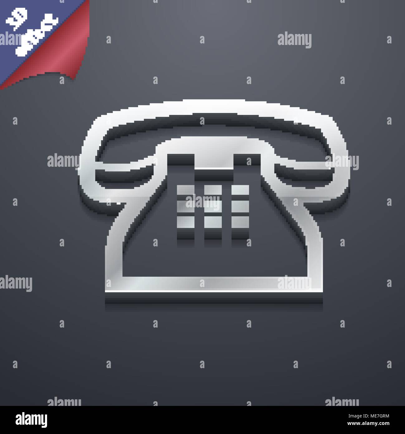 retro telephone handset icon symbol. 3D style. Trendy, modern design ...