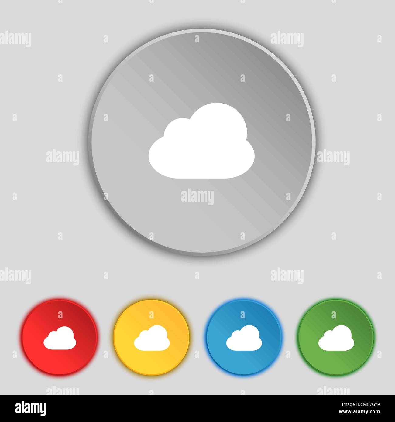 Cloud icon sign. Symbol on five flat buttons. Vector illustration Stock ...