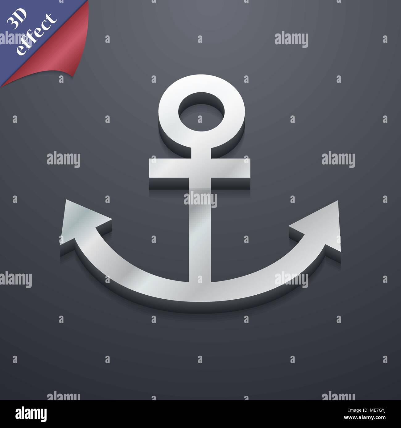 Anchor icon symbol. 3D style. Trendy, modern design with space for your ...