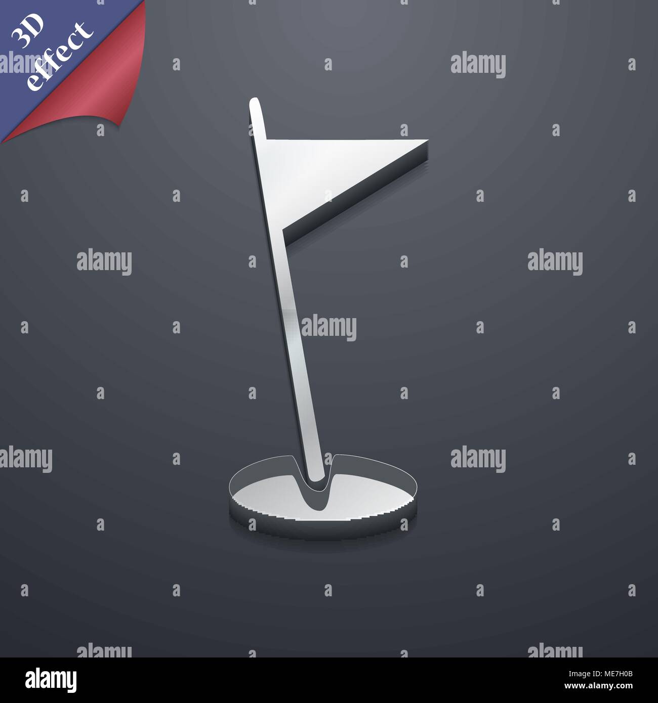 flag hole icon symbol. 3D style. Trendy, modern design with space for ...