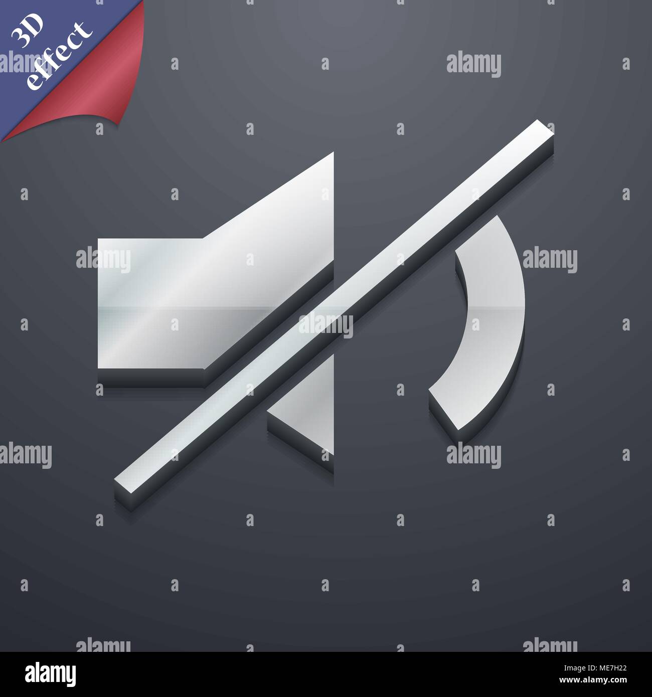 Mute speaker icon symbol. 3D style. Trendy, modern design with space ...