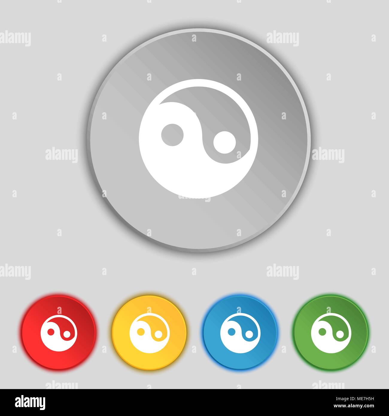 Ying yang icon sign. Symbol on five flat buttons. Vector illustration ...