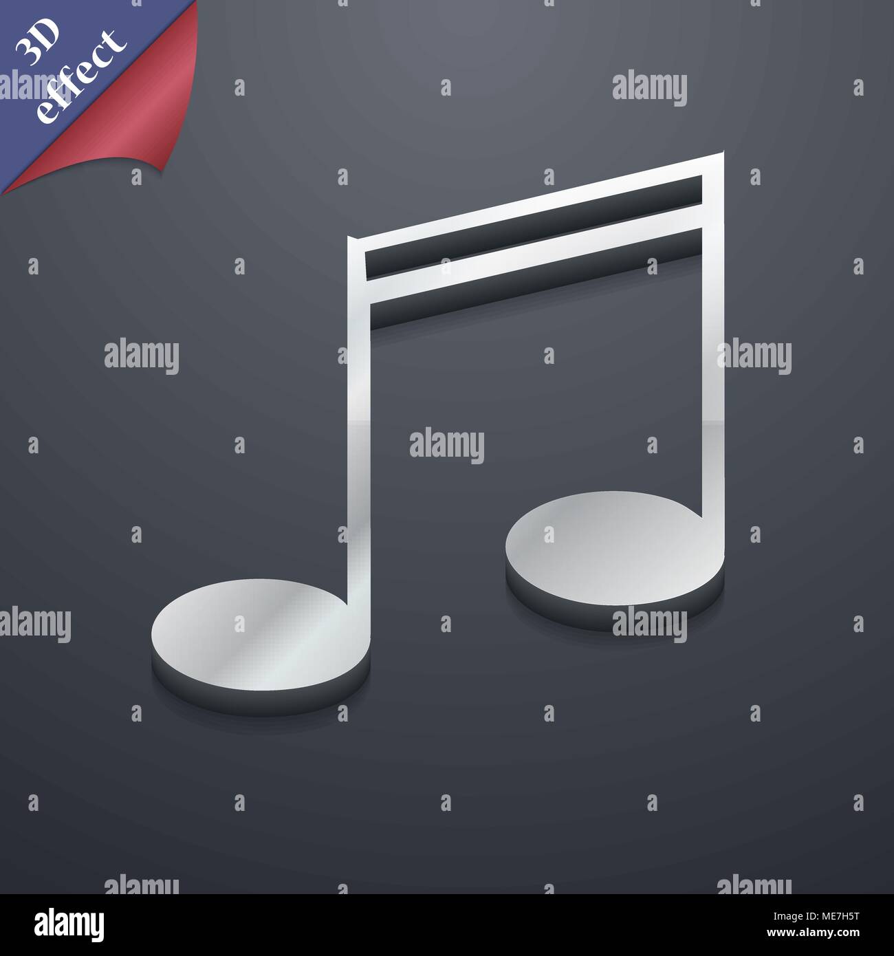 Music note icon symbol. 3D style. Trendy, modern design with space for ...