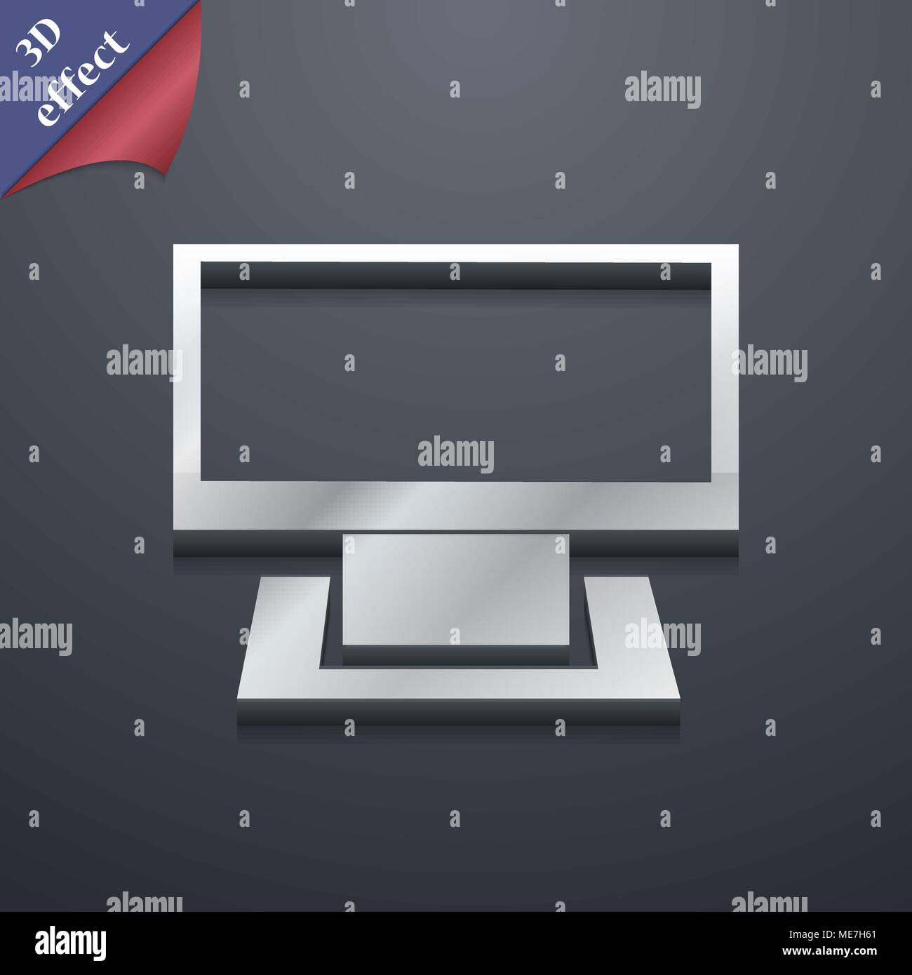 Computer widescreen icon symbol. 3D style. Trendy, modern design with ...
