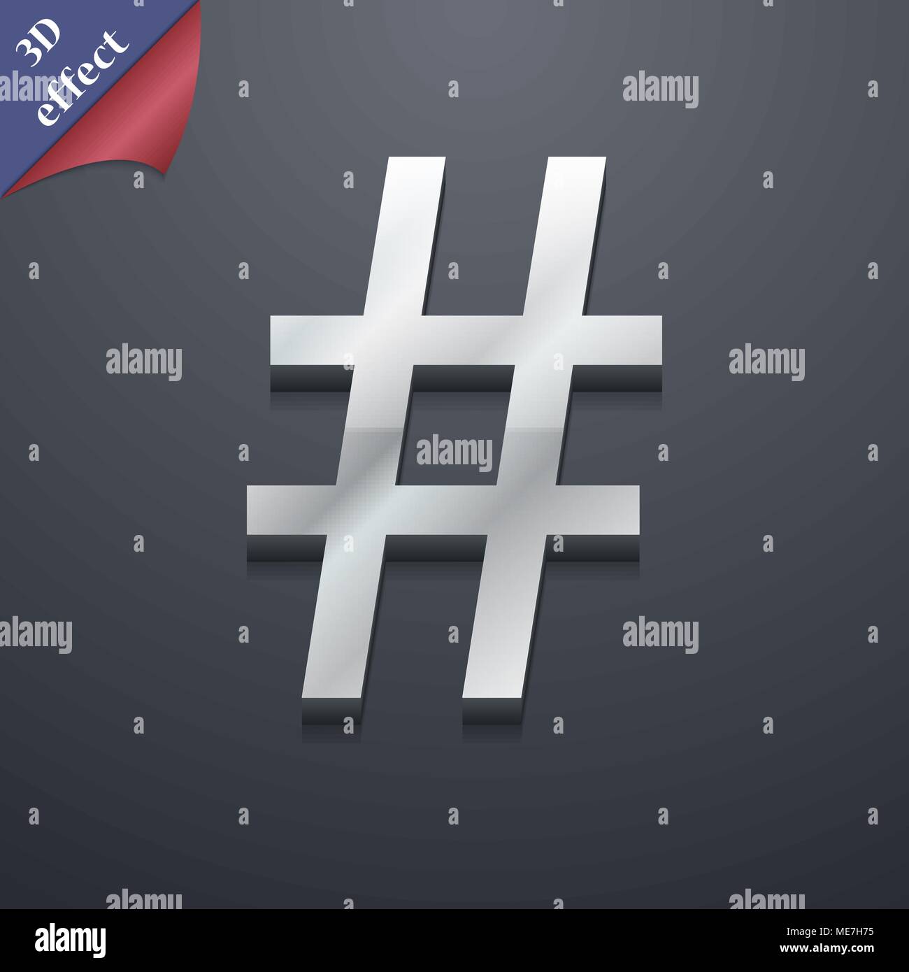 hash tag icon symbol. 3D style. Trendy, modern design with space for ...