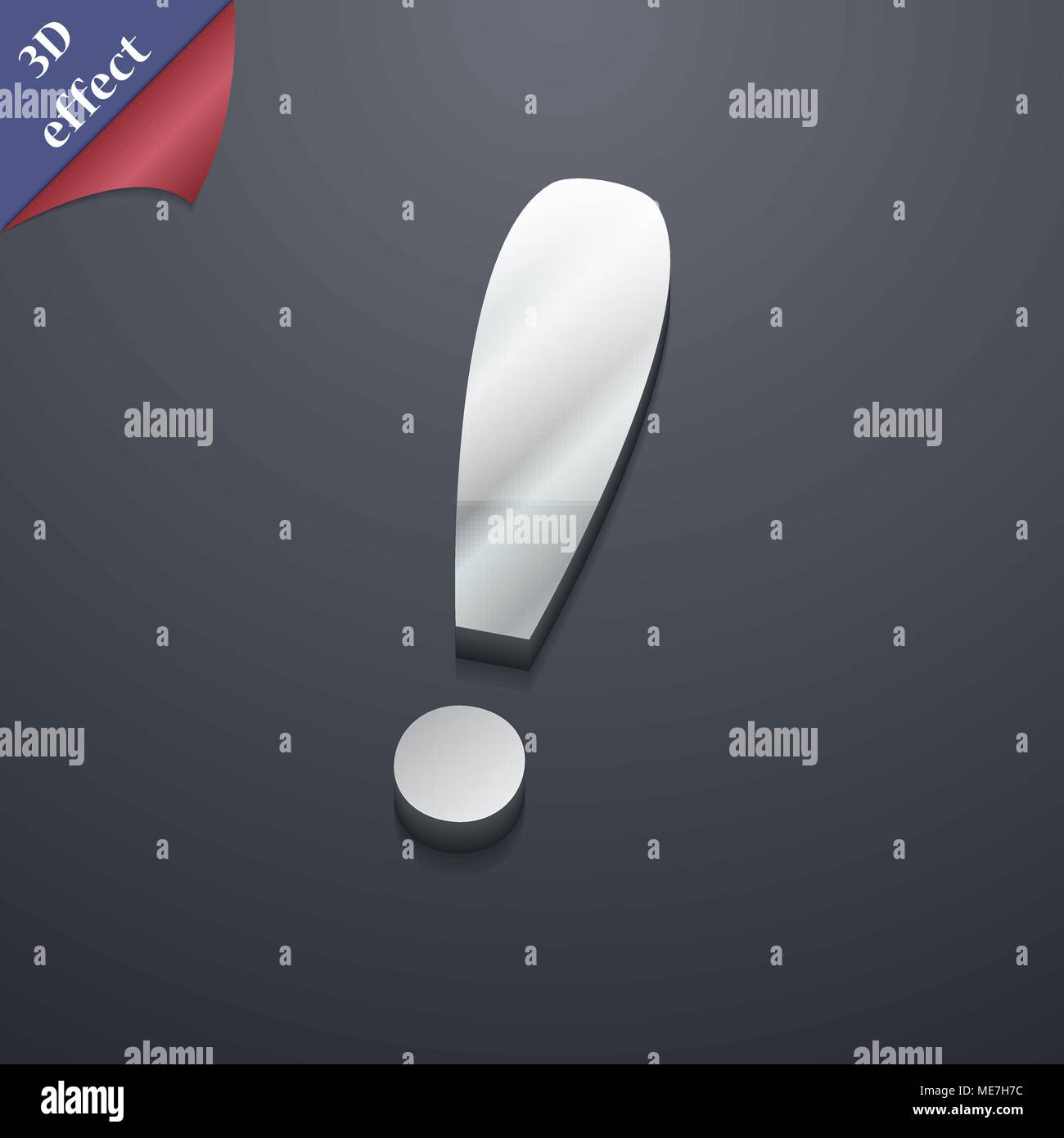 Exclamation mark icon symbol. 3D style. Trendy, modern design with ...