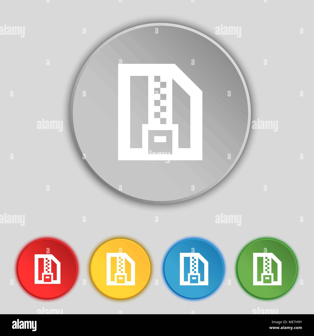Archive file, Download compressed, ZIP zipped icon sign. Symbol on five ... Archive file, Download compressed, ZIP zipped icon sign. Symbol on five ...
