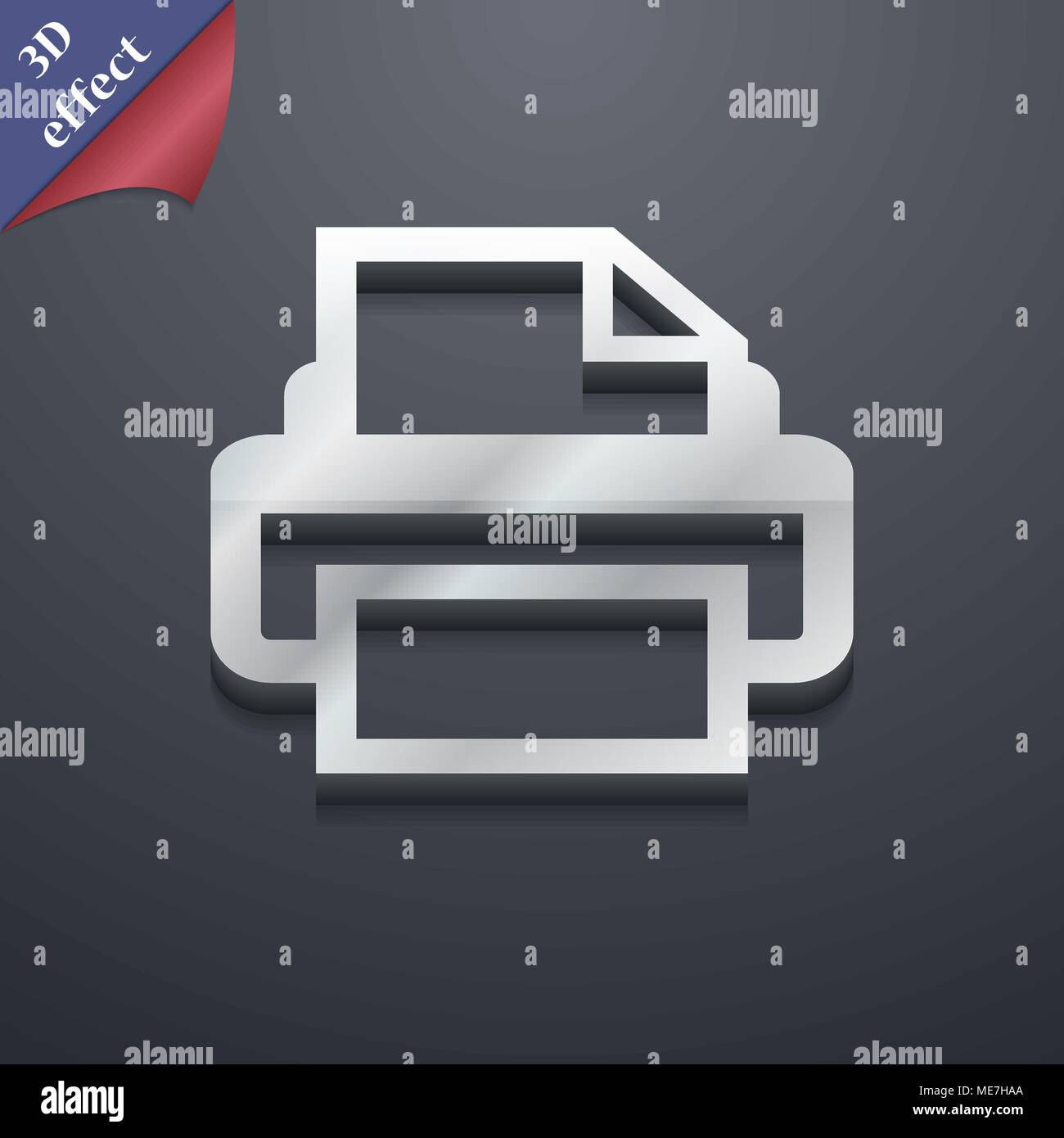 Print icon symbol. 3D style. Trendy, modern design with space for your ...