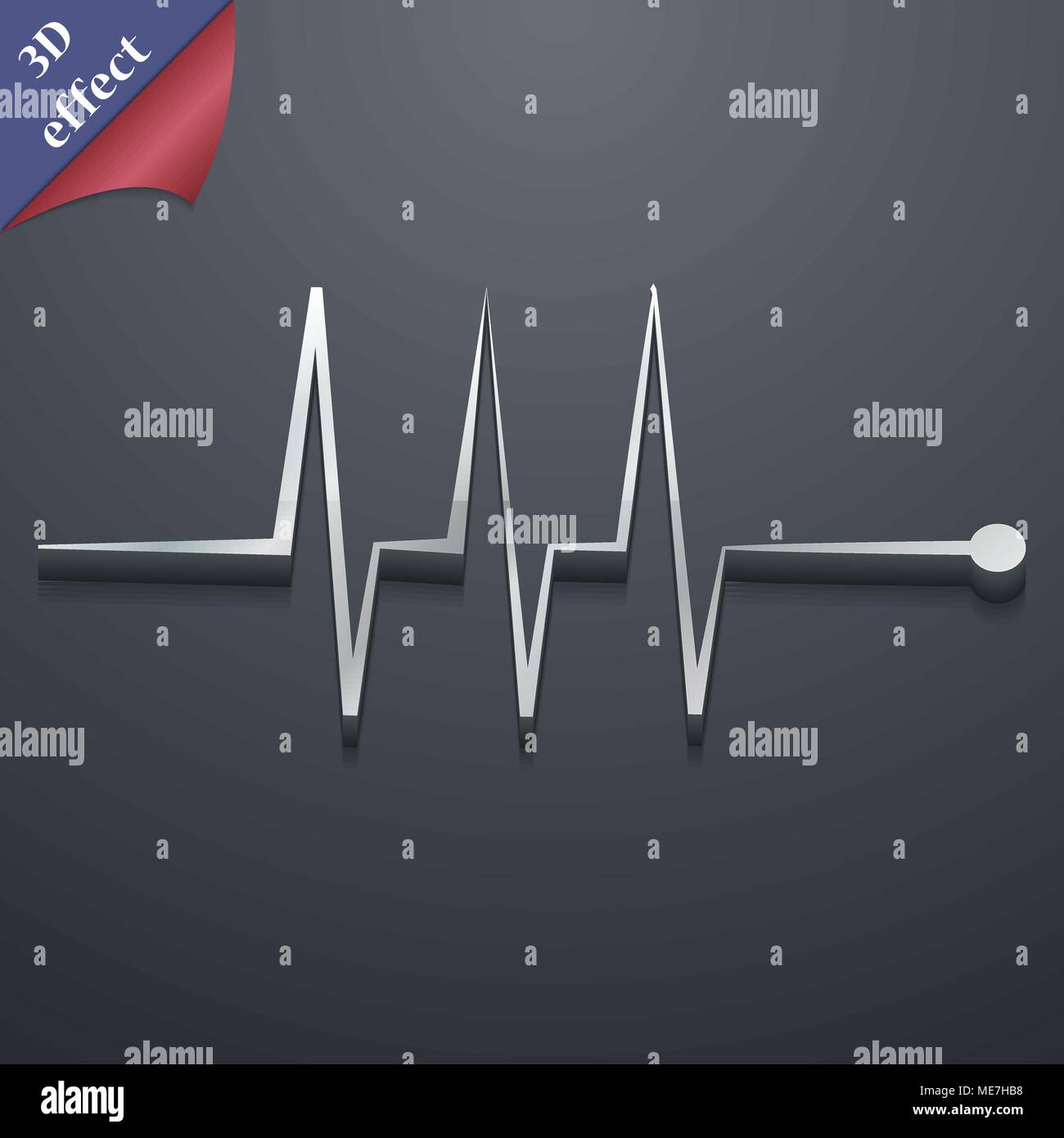 Cardiogram monitoring icon symbol. 3D style. Trendy, modern design with ...