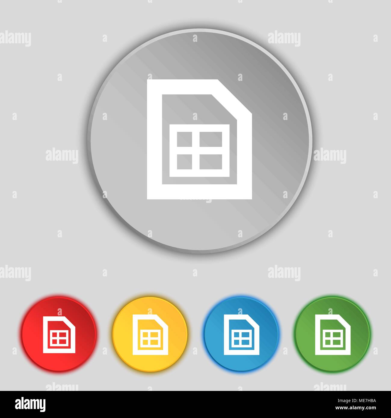 File document icon sign. Symbol on five flat buttons. Vector ...