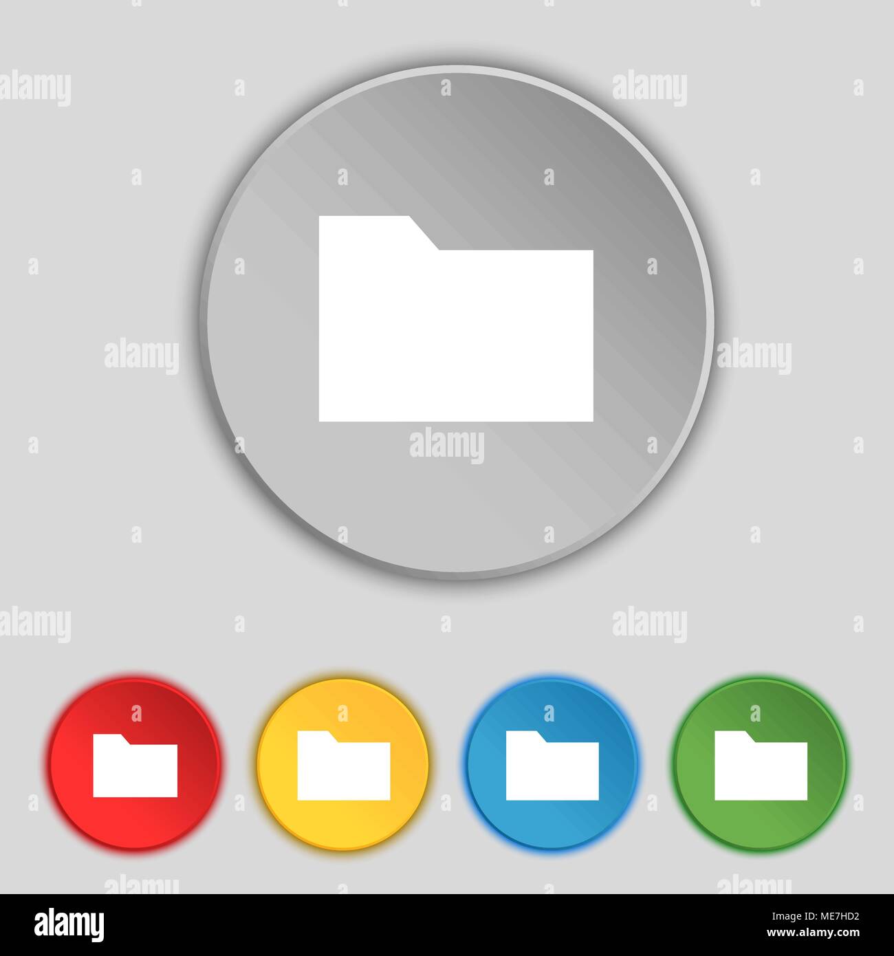 Document folder icon sign. Symbol on five flat buttons. Vector ...