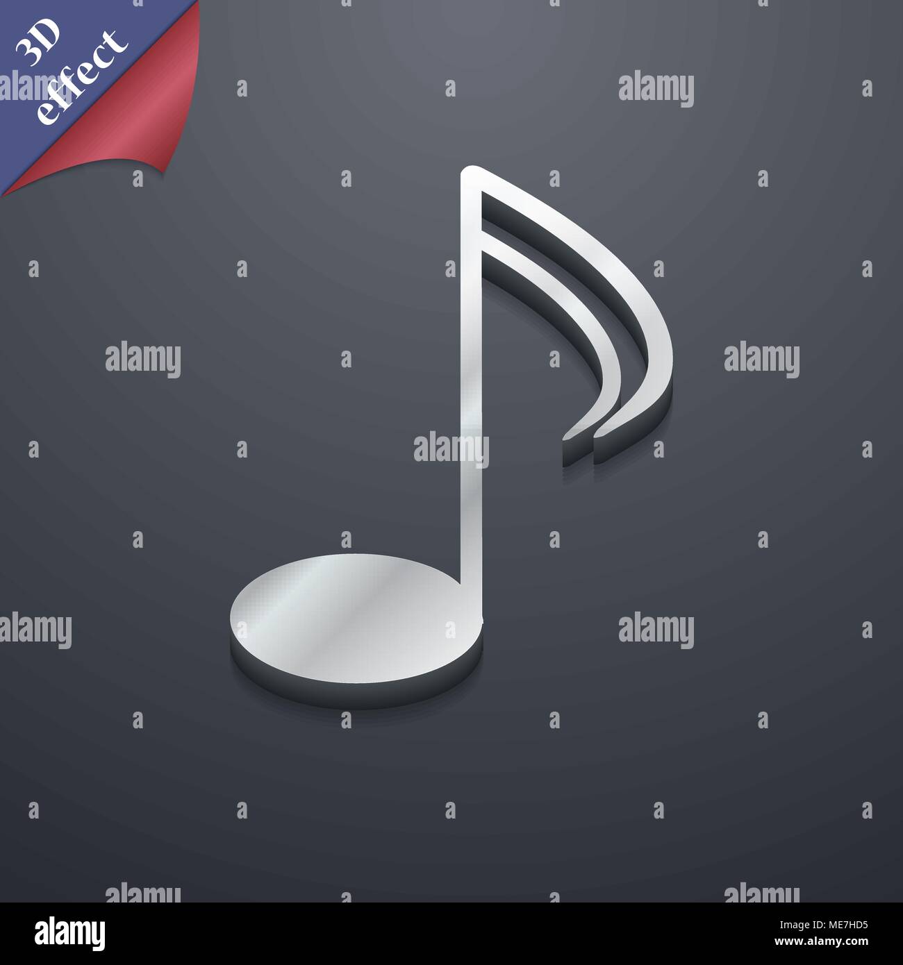 Music note icon symbol. 3D style. Trendy, modern design with space for ...