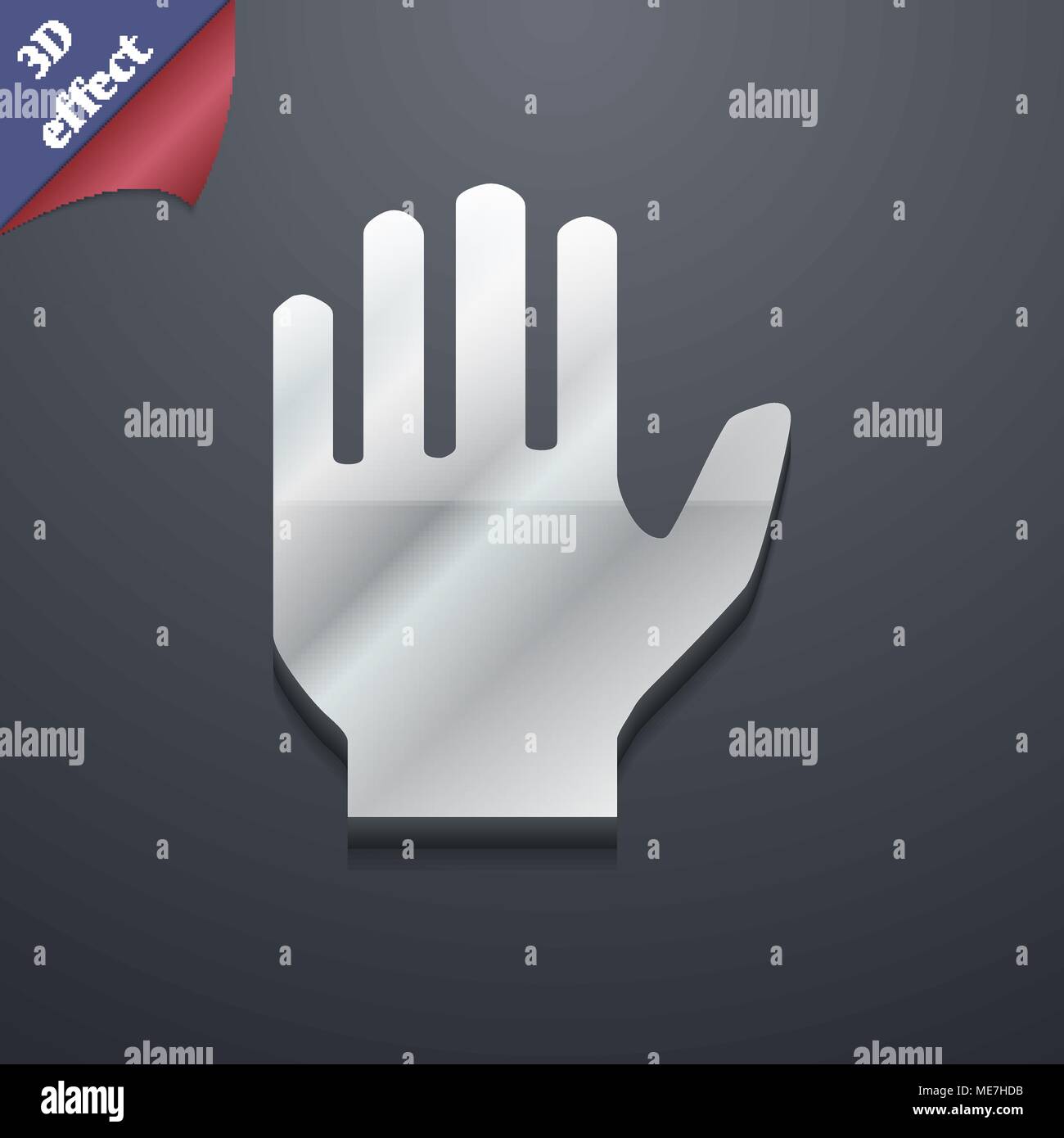 Hand print icon symbol. 3D style. Trendy, modern design with space for ...