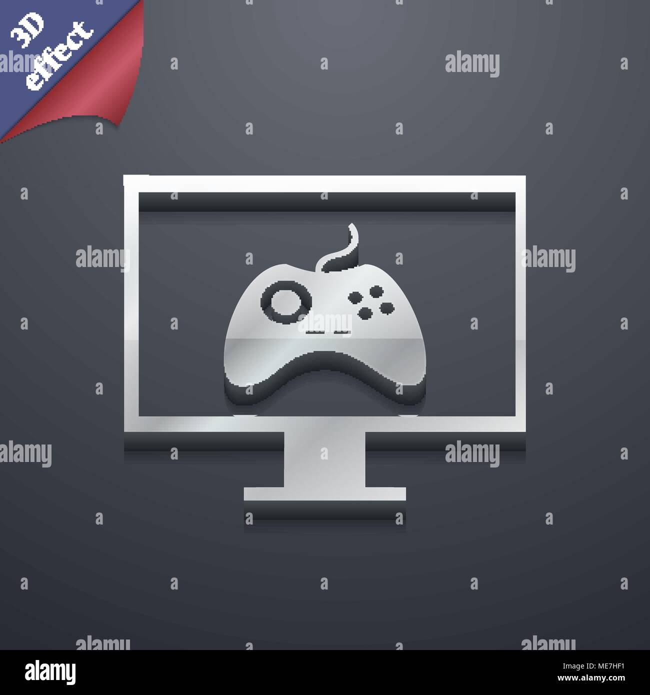 Joystick and monitor icon symbol. 3D style. Trendy, modern design with ...